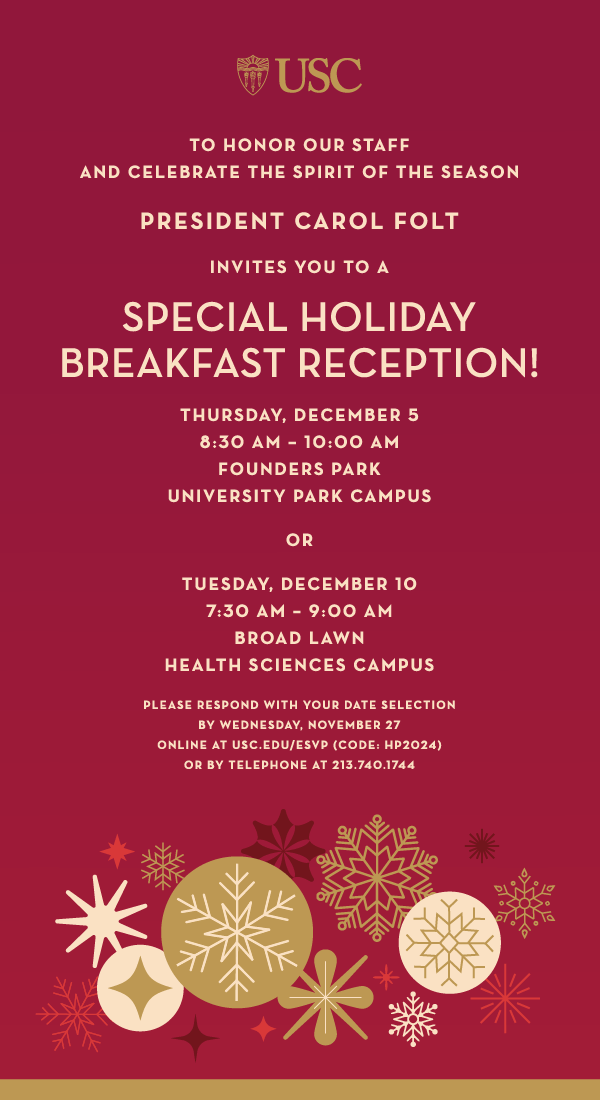 USC Events President s Holiday Reception